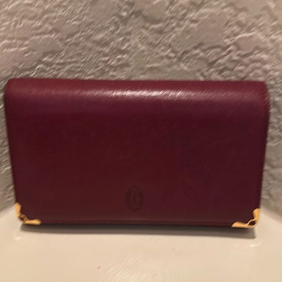 Cartier | Bags | Cartier Compact Wallet Trifold Walled Darkcherry ...
